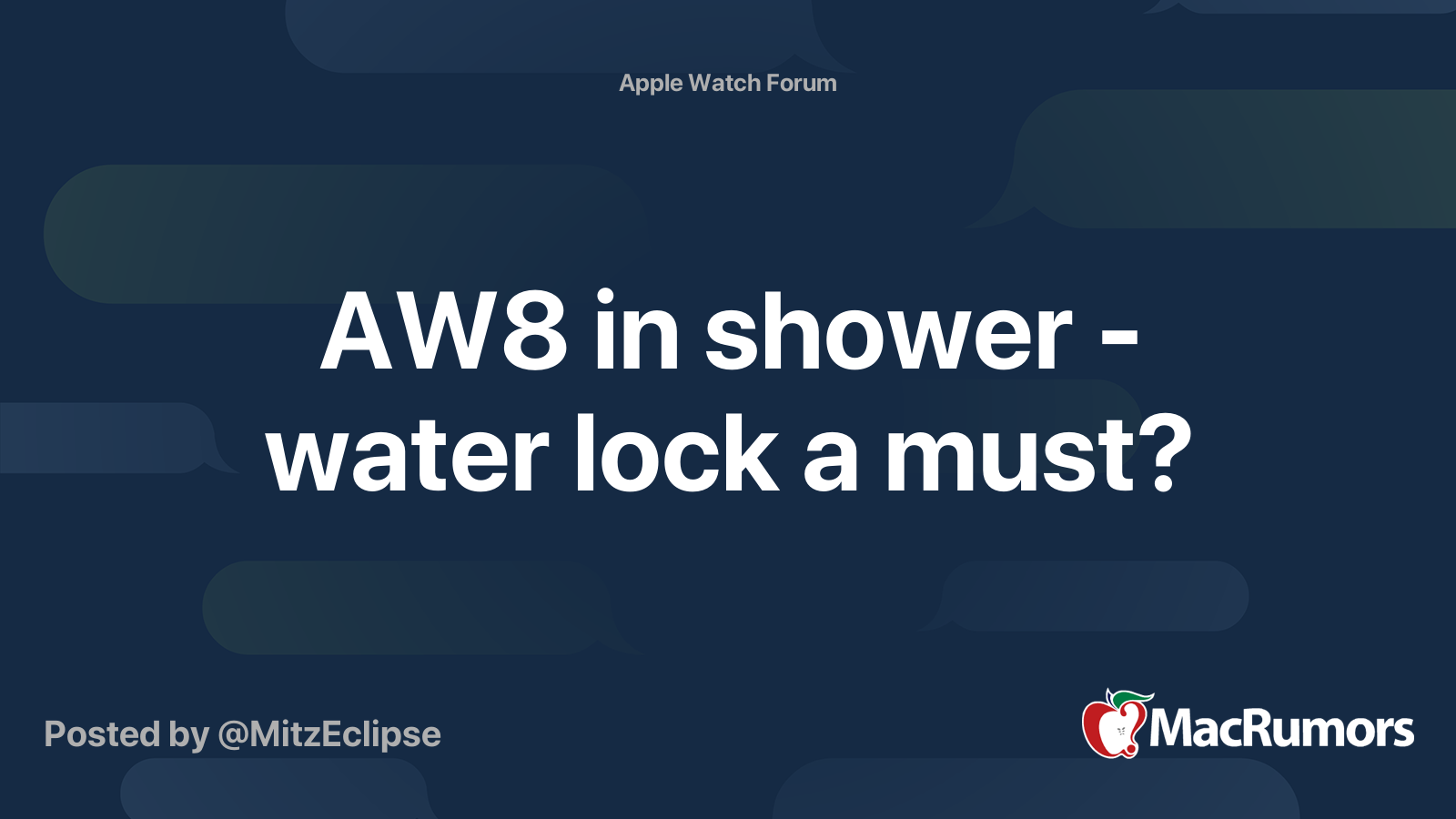 AW8 in shower - water lock a must? | MacRumors Forums