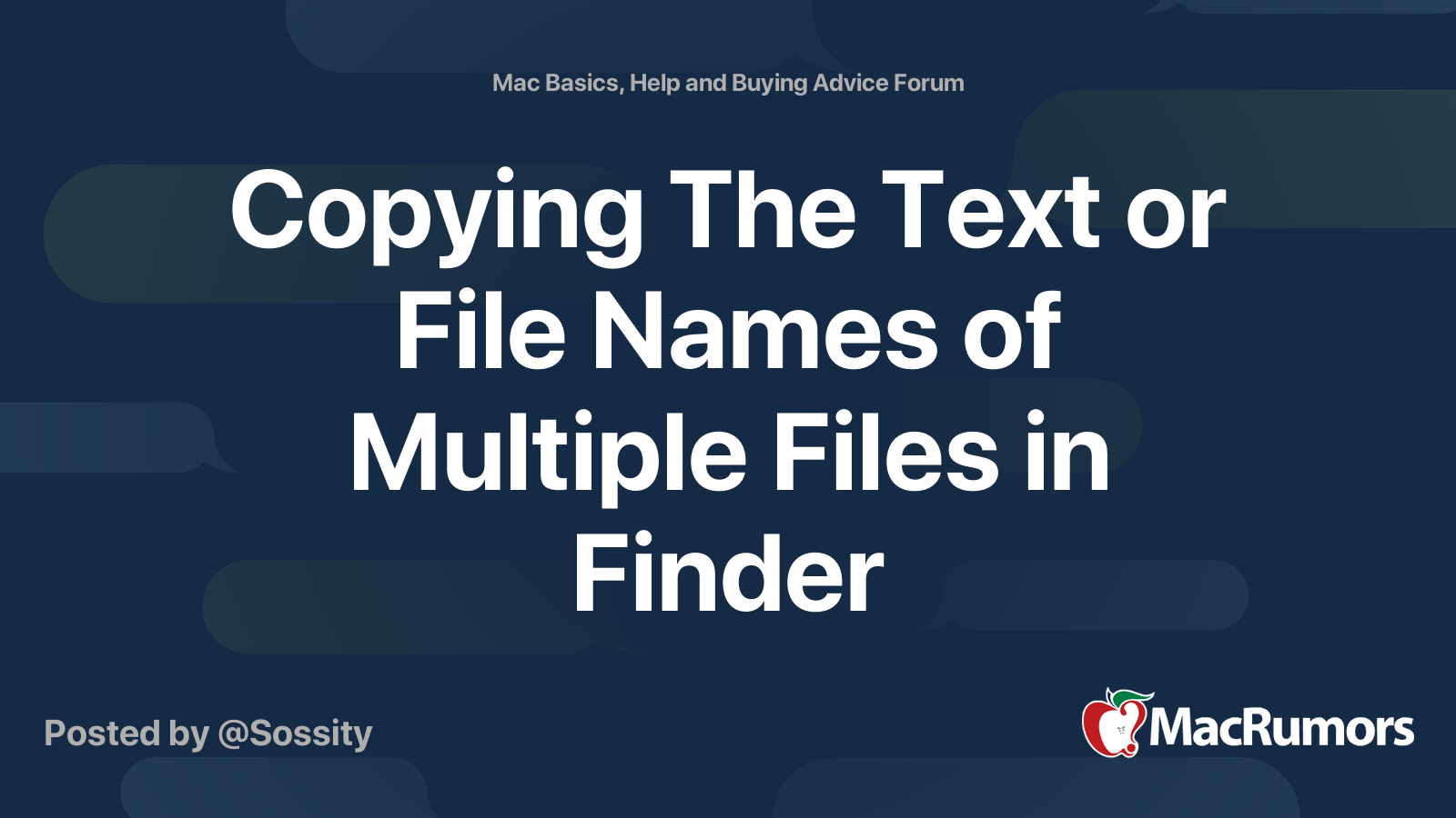 Copying The Text or File Names of Multiple Files in Finder | MacRumors Forums