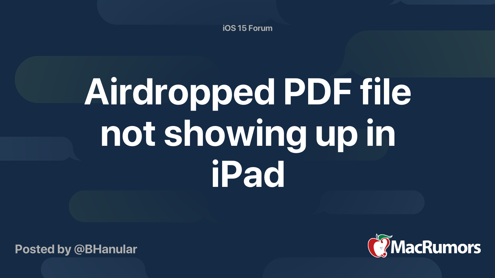 Airdropped PDF file not showing up in iPad | MacRumors Forums