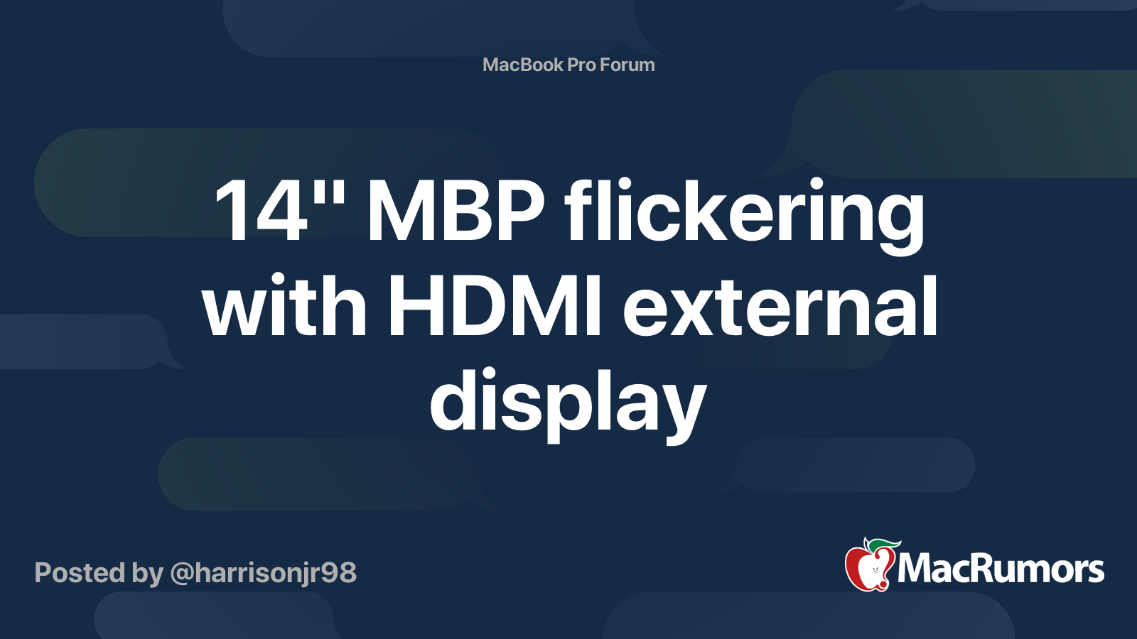 14 Mbp Flickering With Hdmi External Display Macrumors Forums