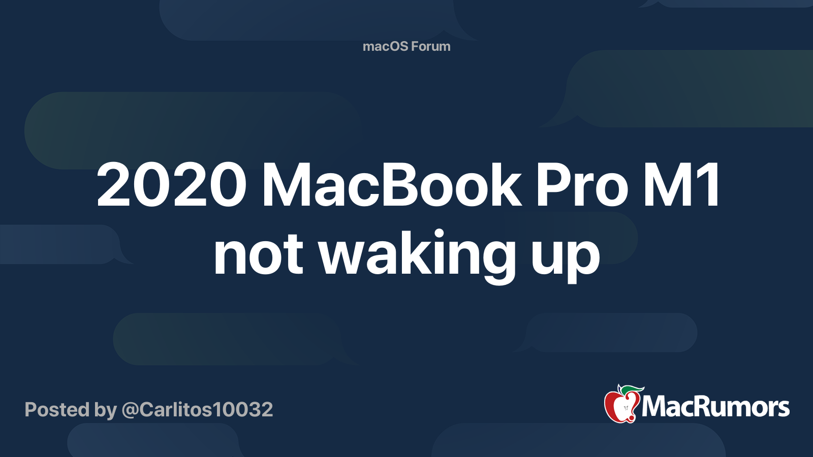 2020 MacBook Pro M1 not waking up | MacRumors Forums