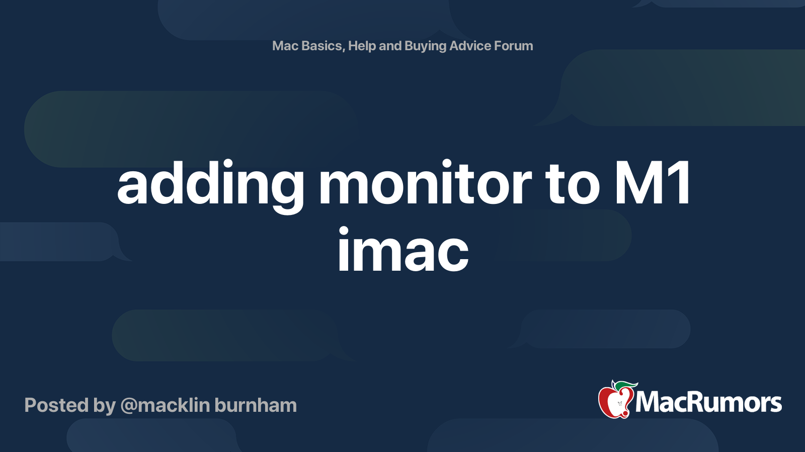 adding monitor to M1 imac | MacRumors Forums