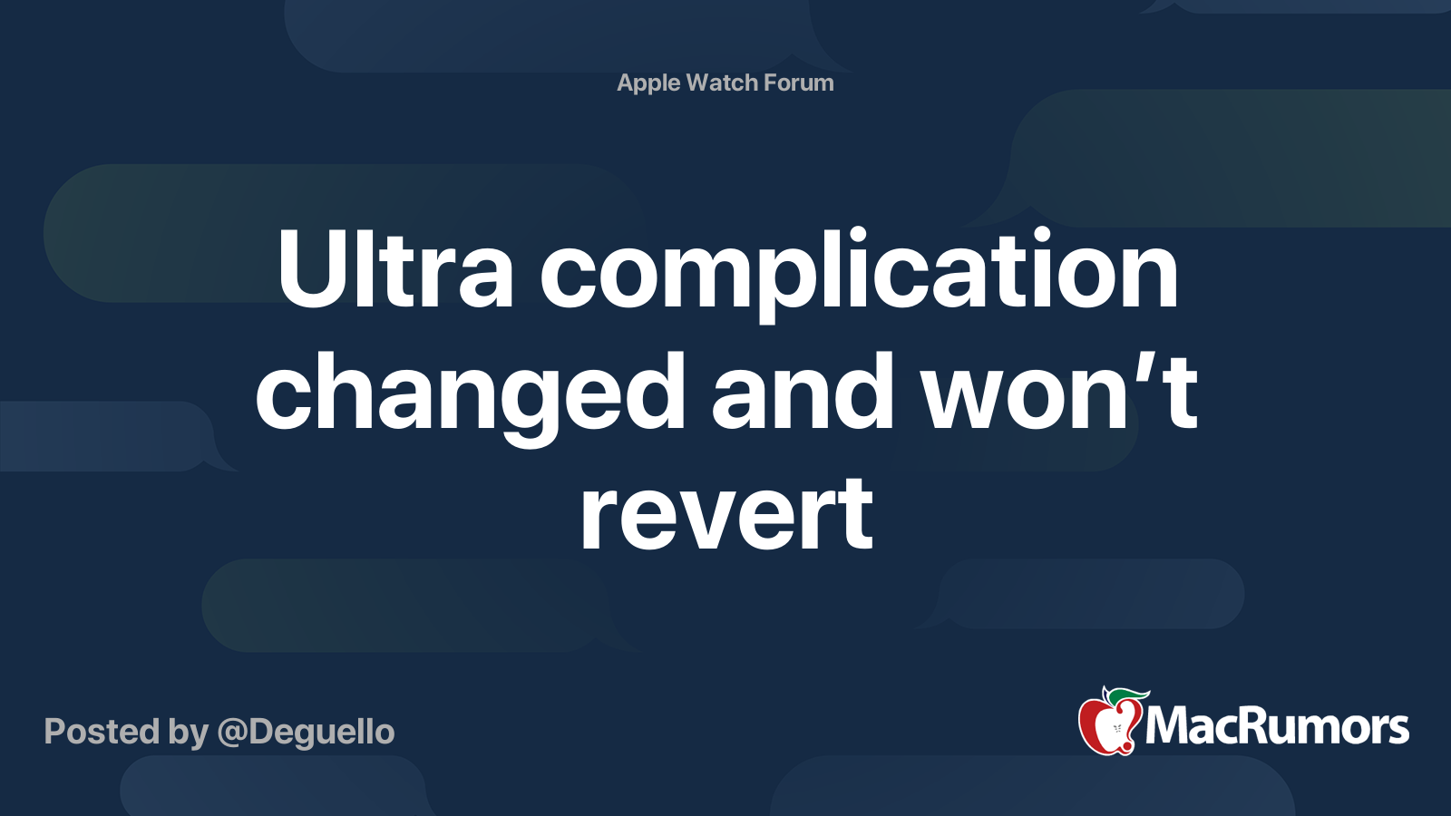 Ultra complication changed and won’t revert | MacRumors Forums