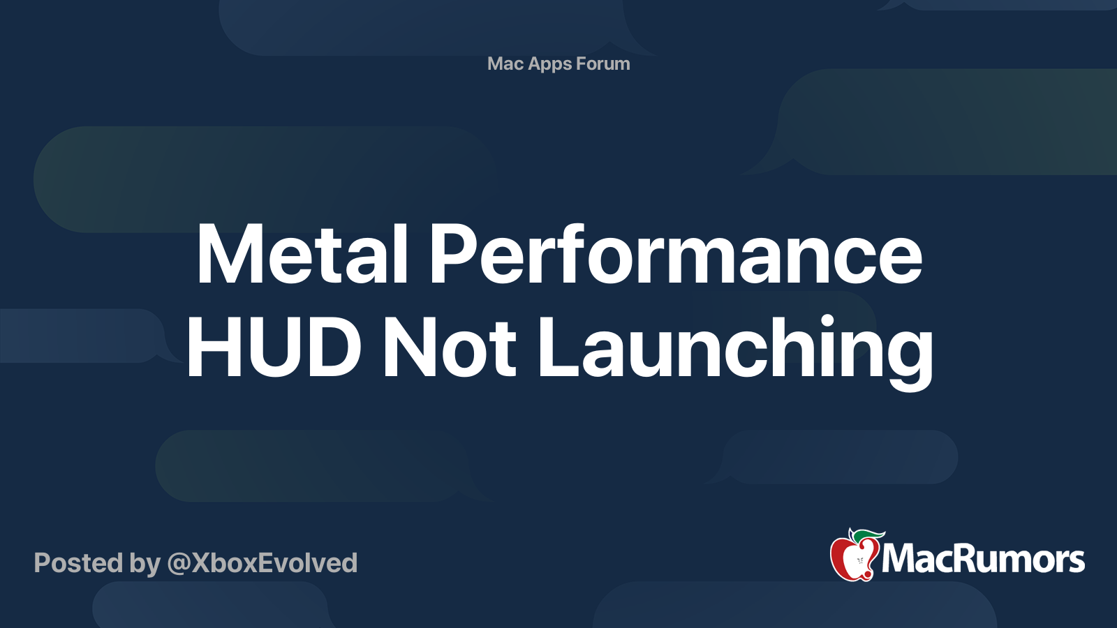 Metal Performance HUD Not Launching | MacRumors Forums