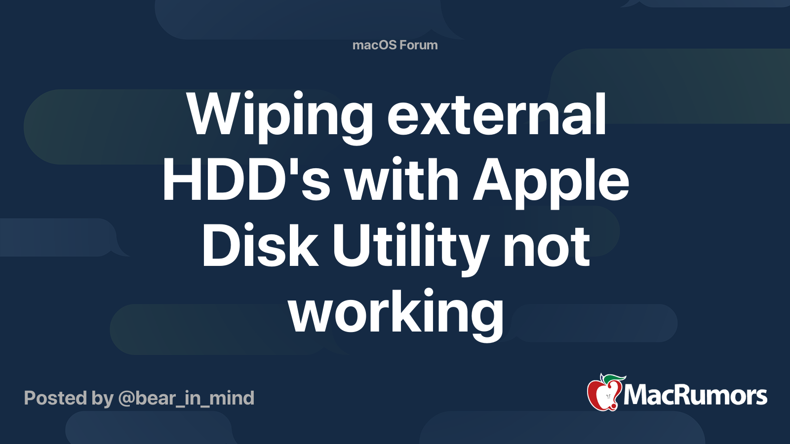 Wiping external HDD's with Apple Disk Utility not working | MacRumors ...