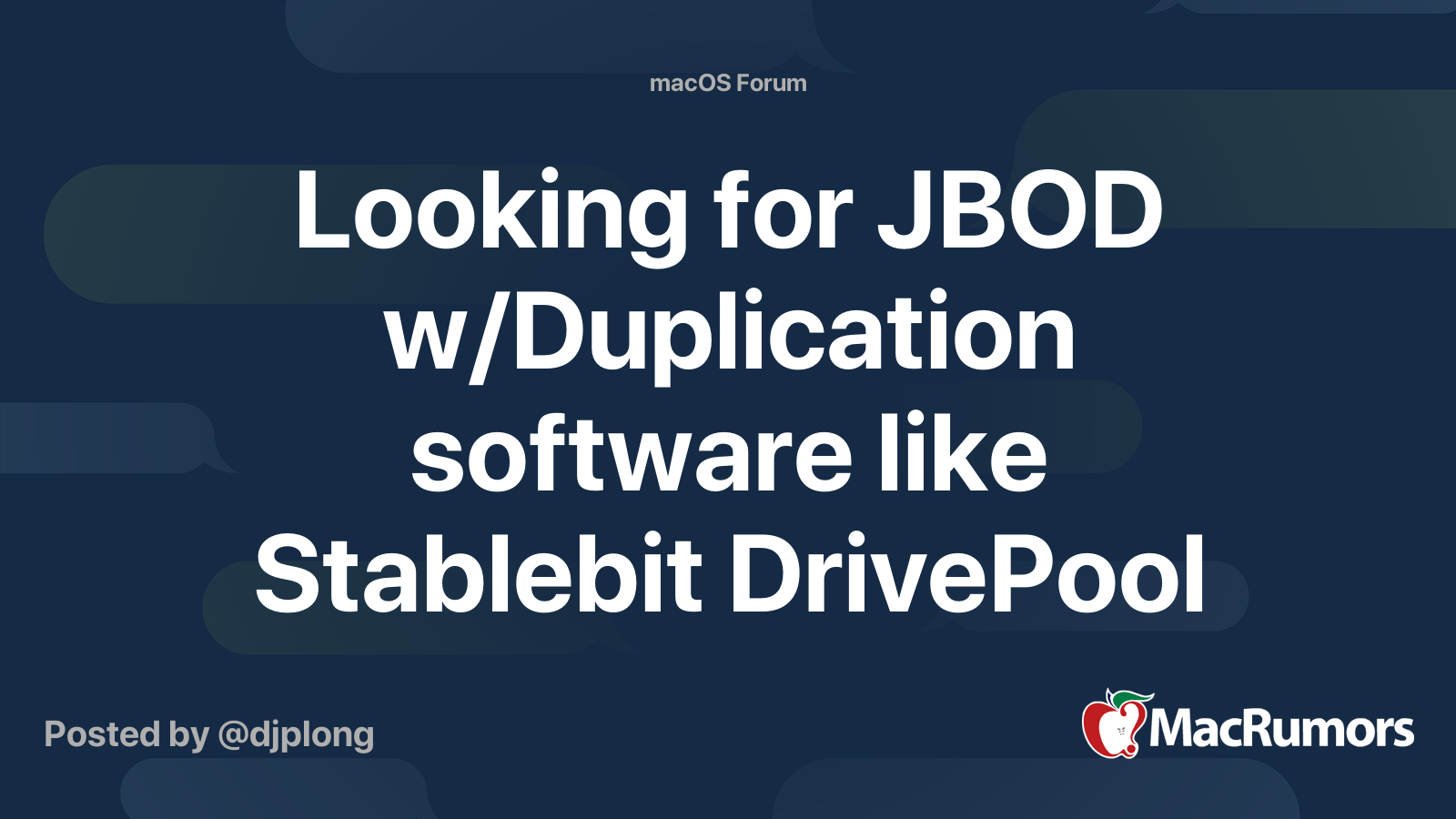 Looking for JBOD w/Duplication software like Stablebit DrivePool ...