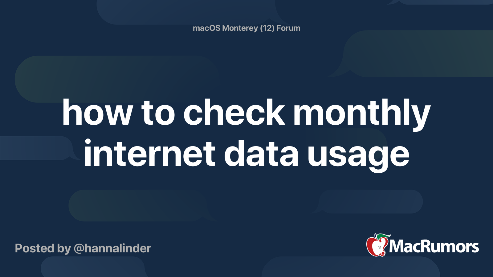 how to check monthly internet data usage | MacRumors Forums