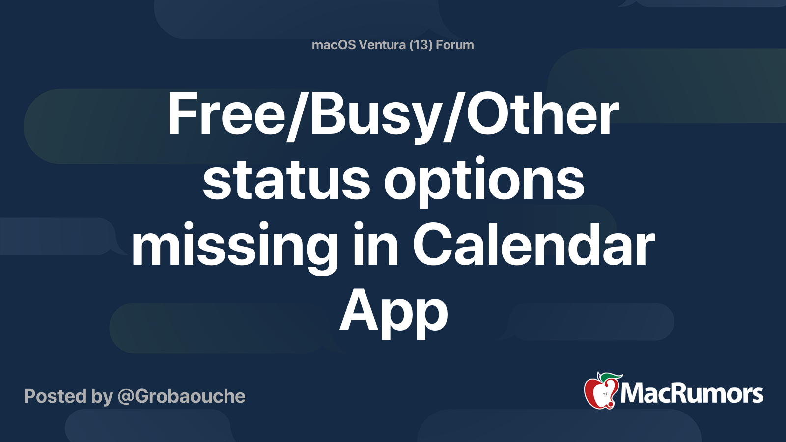 Free/Busy/Other status options missing in Calendar App | MacRumors Forums