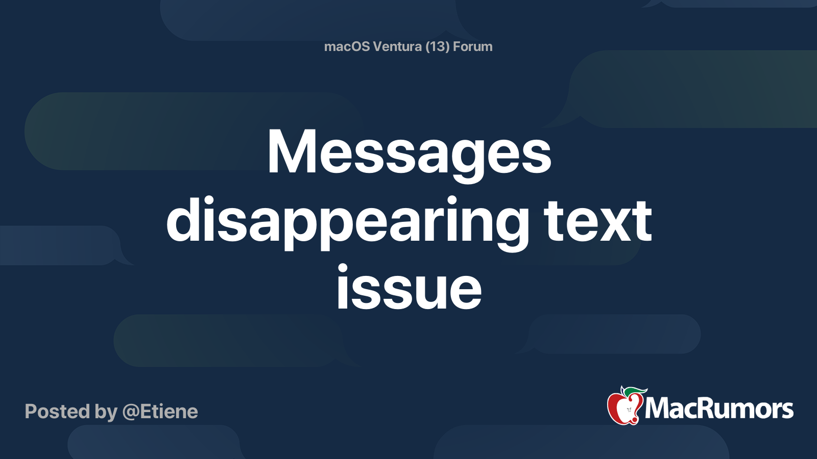 Messages disappearing text issue | MacRumors Forums