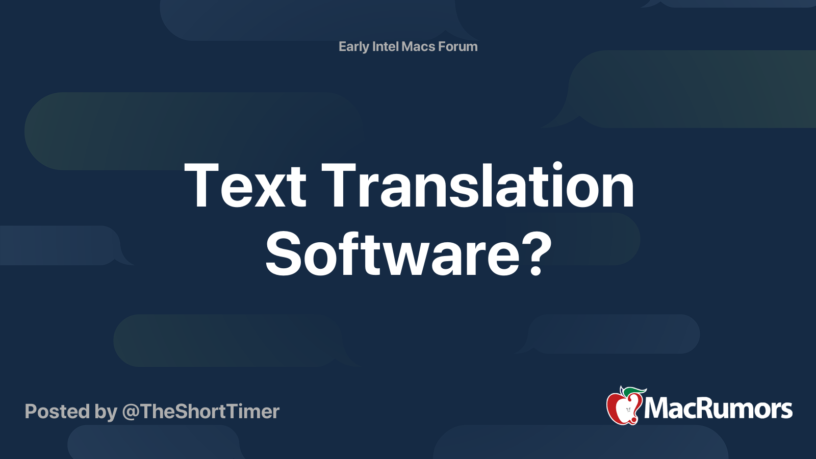 Text Translation Software? | MacRumors Forums