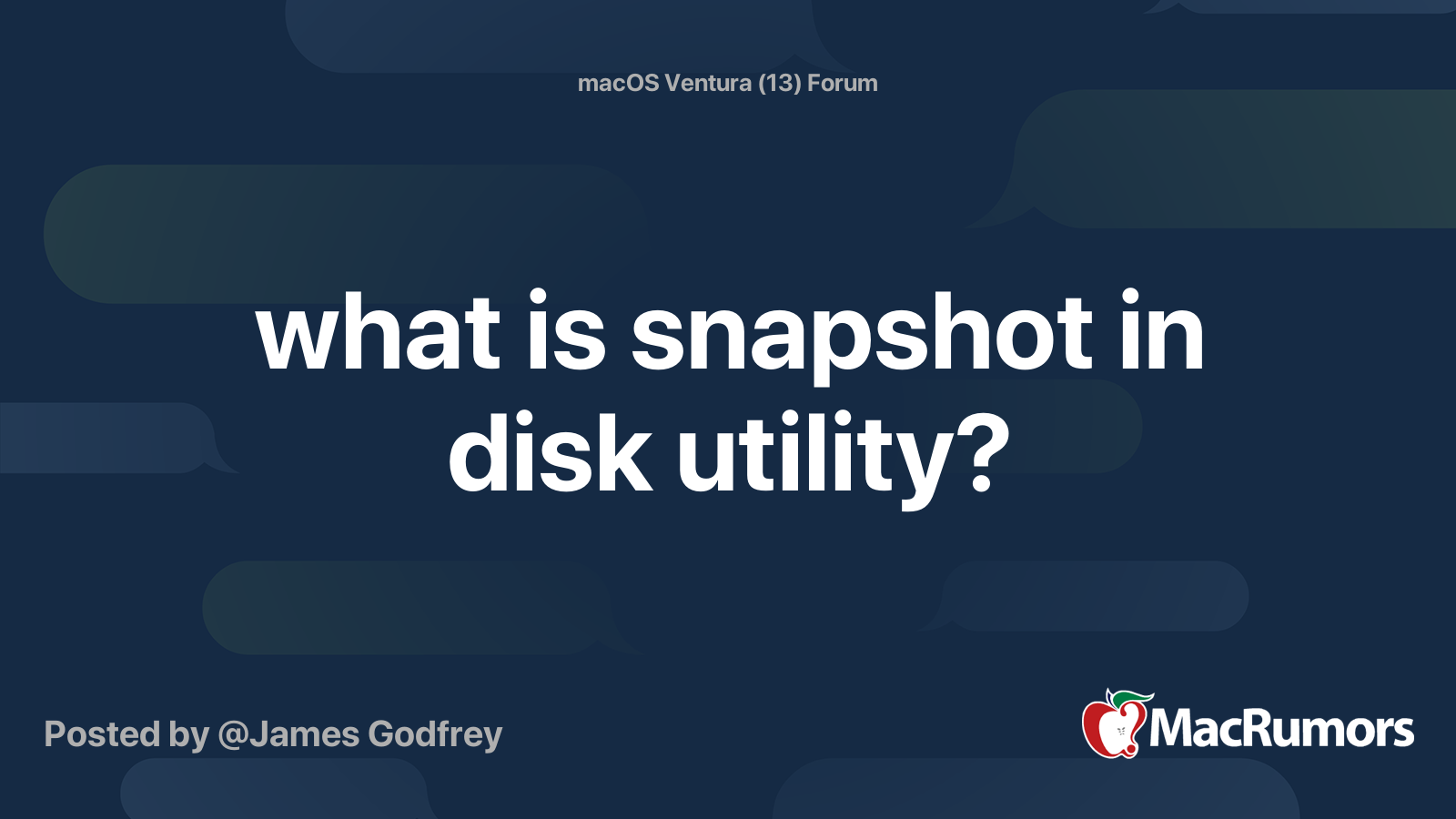 what is snapshot in disk utility? | MacRumors Forums