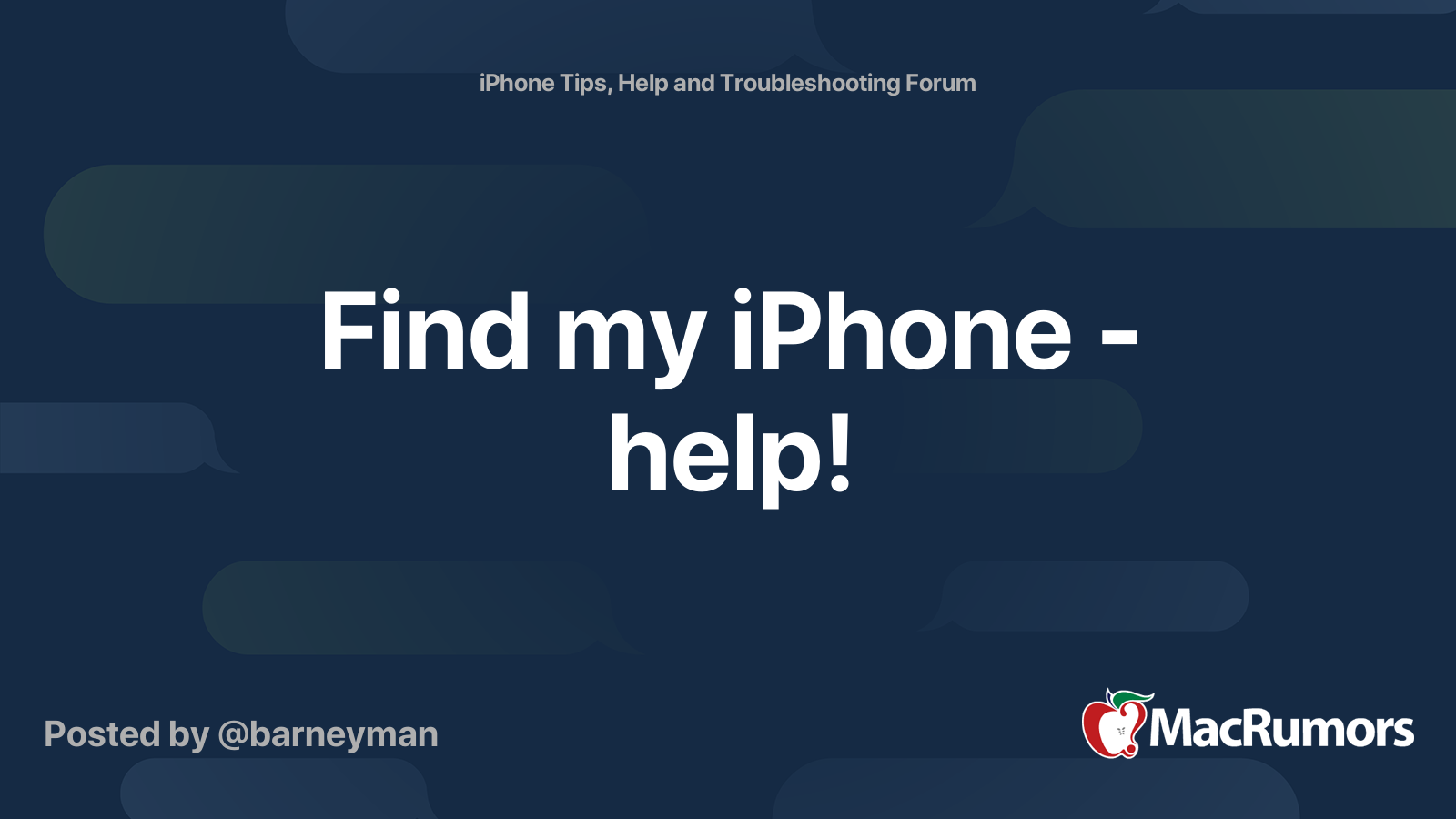 Find my iPhone - help! | MacRumors Forums