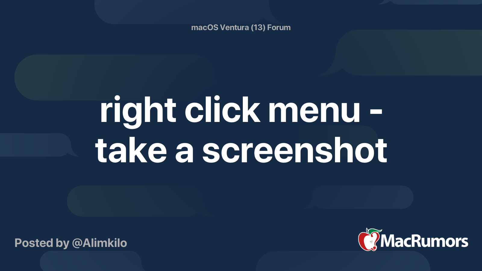 Right Click Menu Take A Screenshot Macrumors Forums