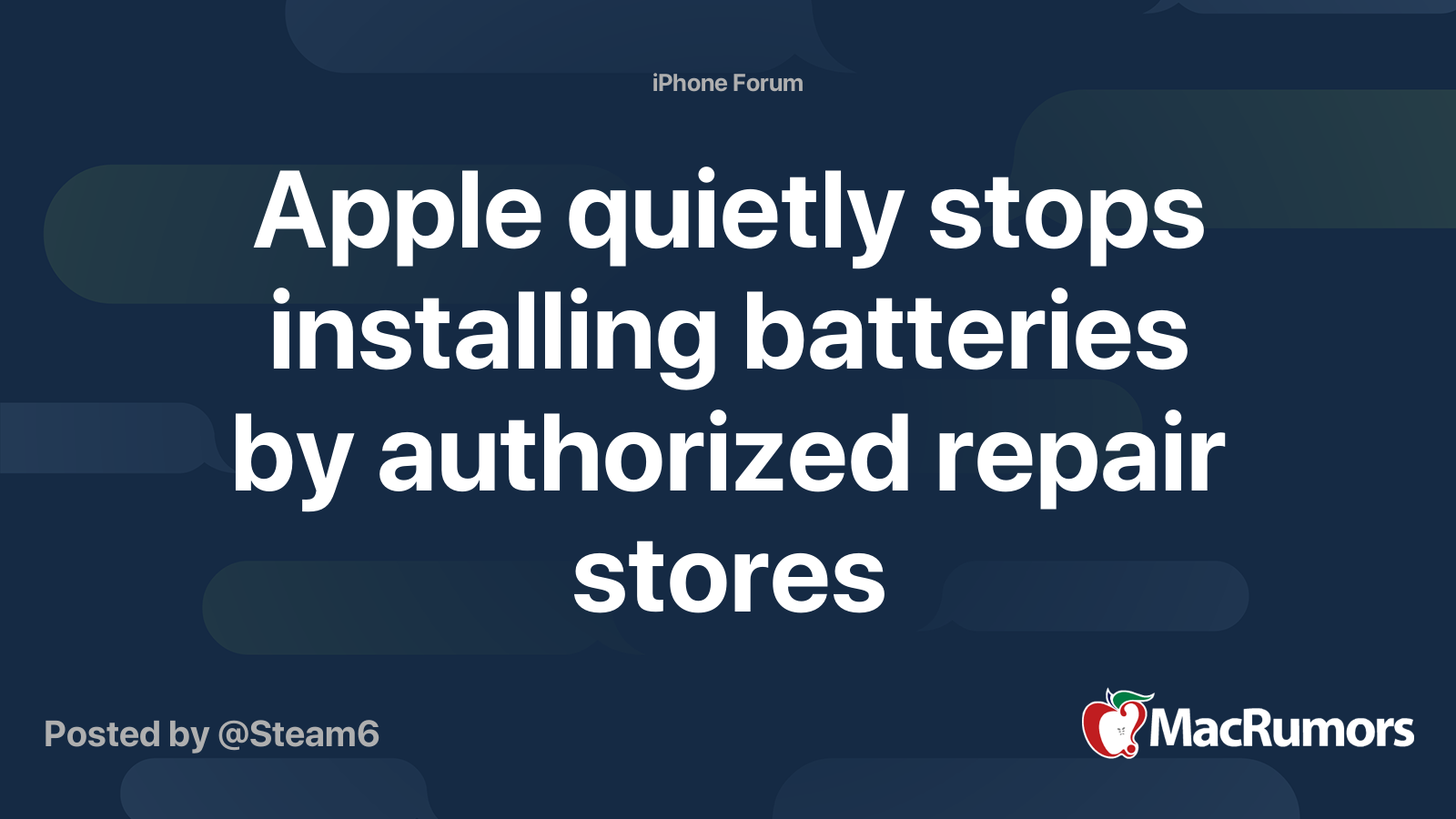 Apple quietly stops installing batteries by authorized repair stores | MacRumors Forums