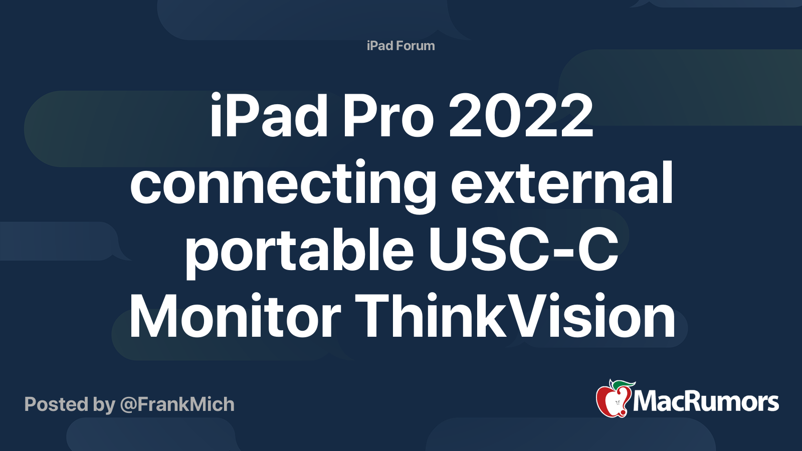 iPad Pro 2022 connecting external portable USC-C Monitor ThinkVision ...