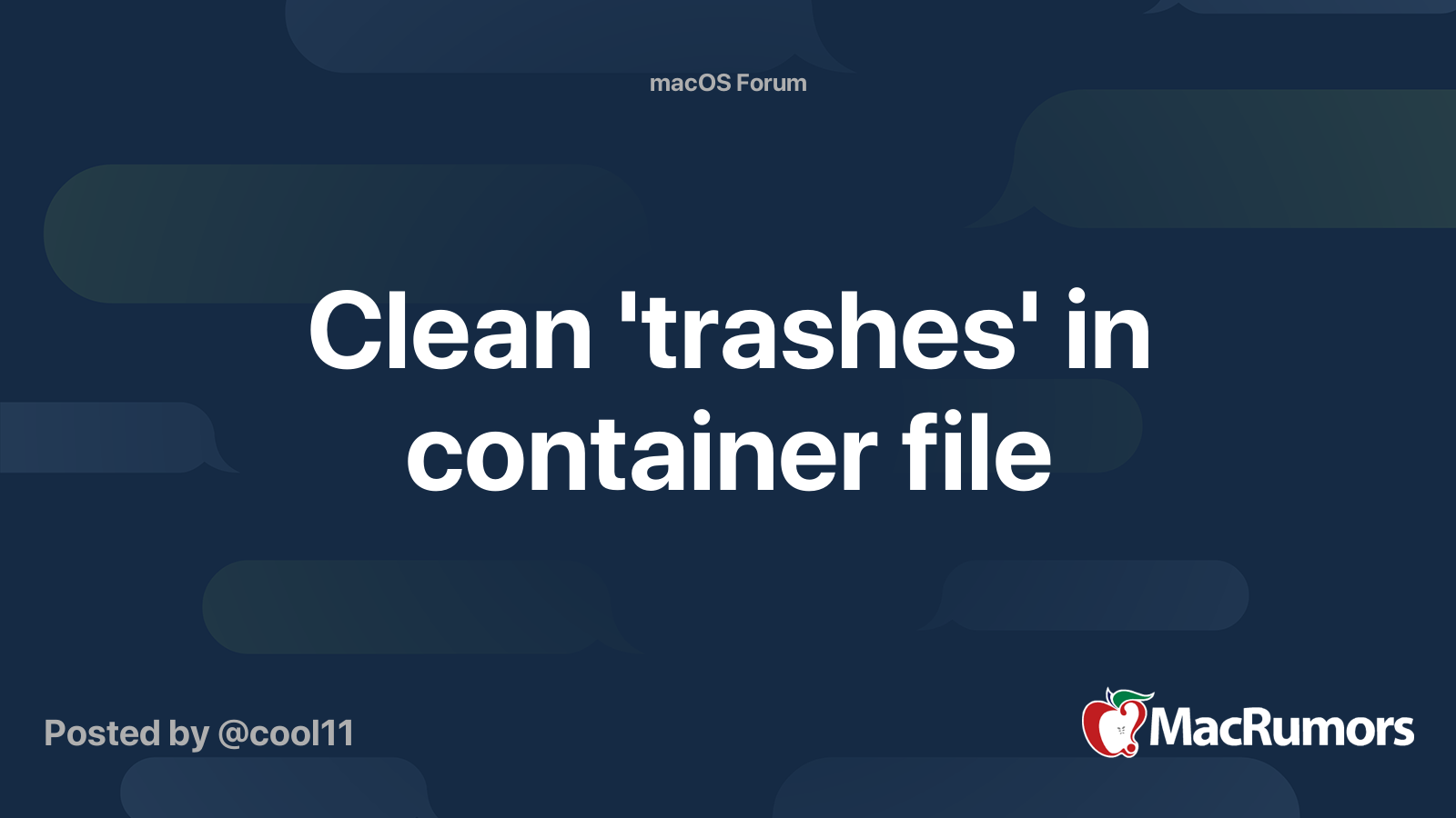 Clean 'trashes' in container file | MacRumors Forums
