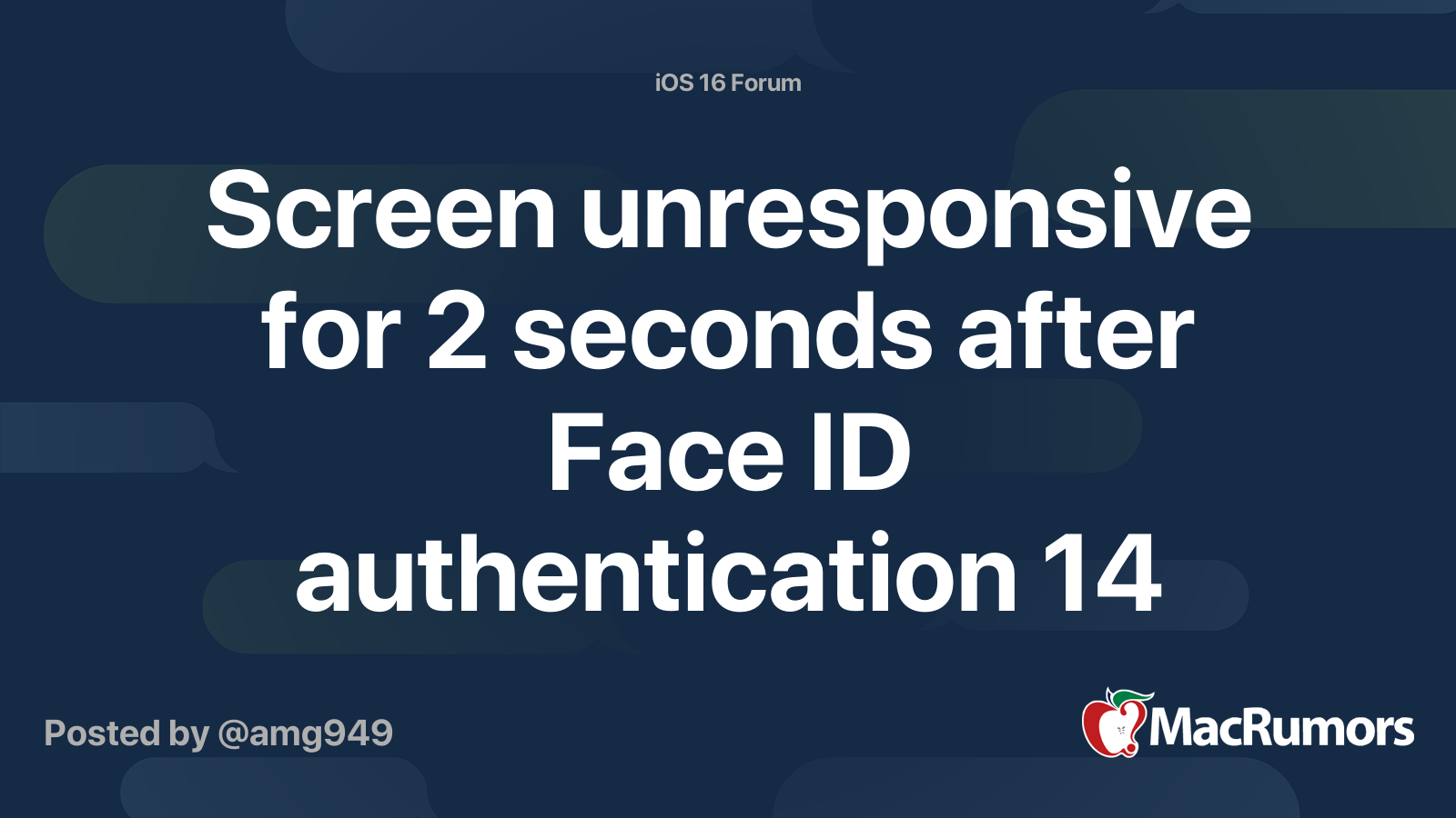 Screen unresponsive for 2 seconds after Face ID authentication 14 Pro ...