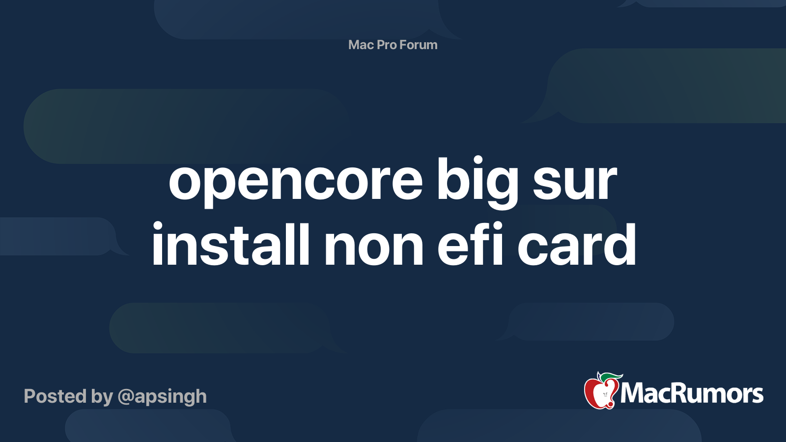 opencore big sur install non efi card | MacRumors Forums