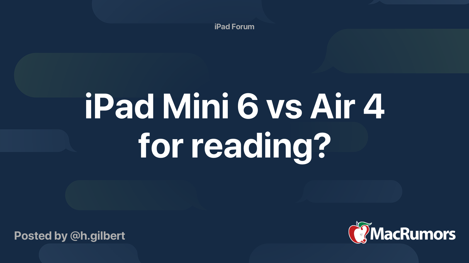 iPad Mini 6 vs Air 4 for reading? | MacRumors Forums
