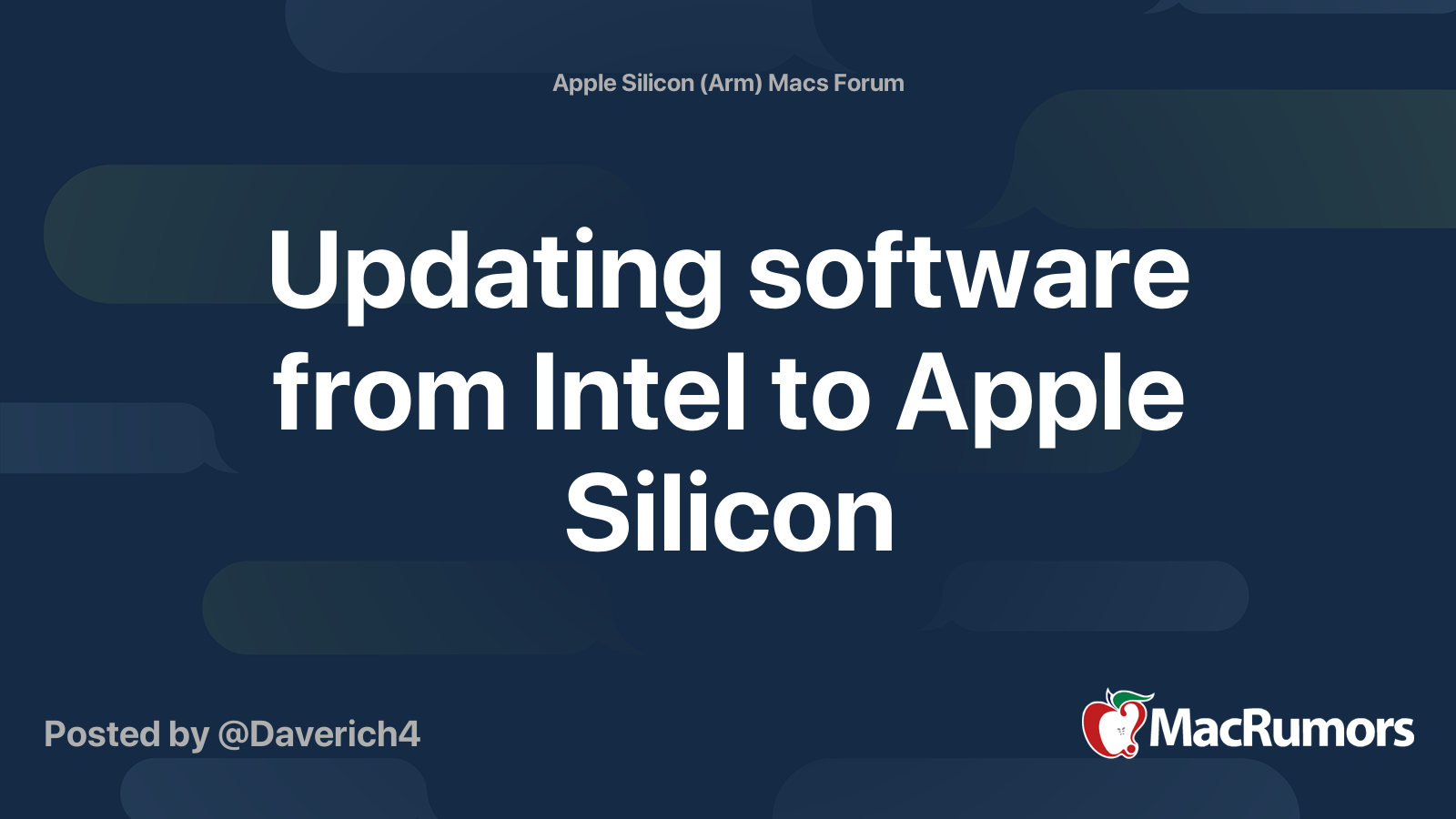 Updating software from Intel to Apple Silicon | MacRumors Forums