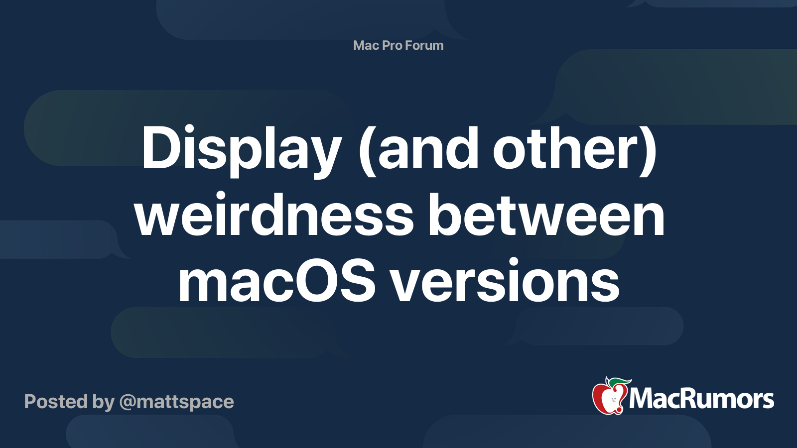 Display (and other) weirdness between macOS versions | MacRumors Forums