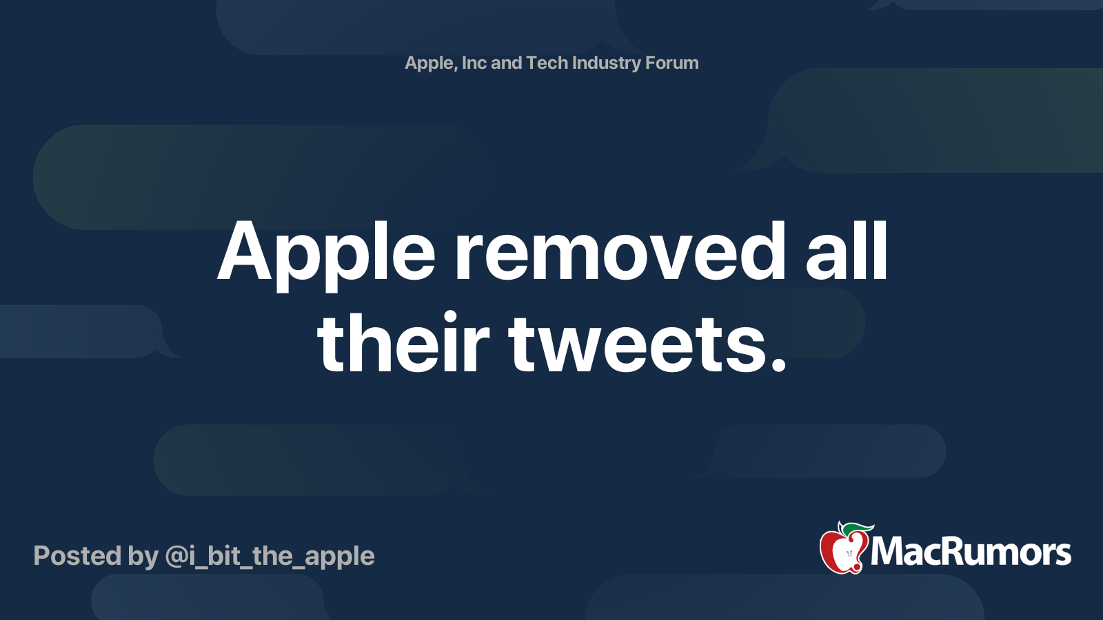 Apple removed all their tweets. | MacRumors Forums