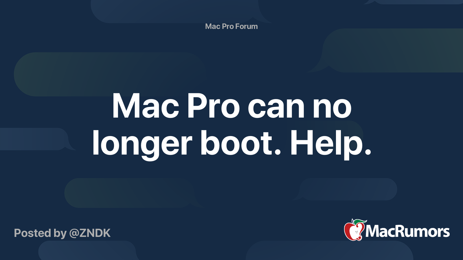 Mac Pro can no longer boot. Help. | MacRumors Forums