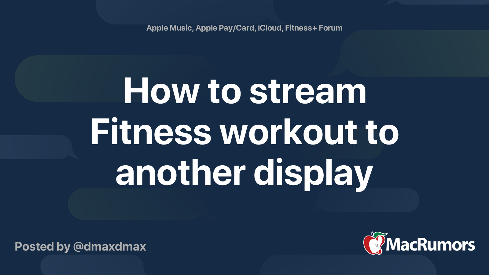 How to stream Fitness workout to another display | MacRumors Forums