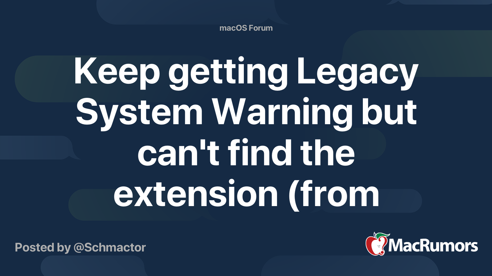 Keep getting Legacy System Warning but can't find the extension (from developer Matt Ingalls ...