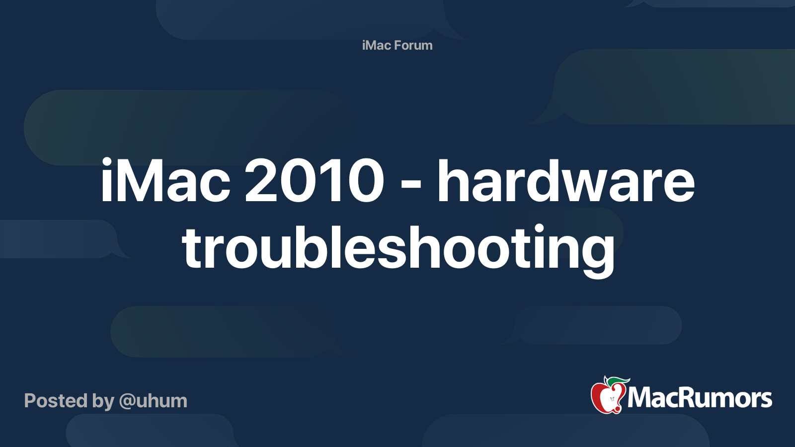 iMac 2010 - hardware troubleshooting | MacRumors Forums