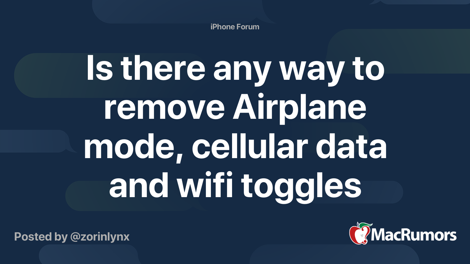 Is there any way to remove Airplane mode, cellular data and wifi ...