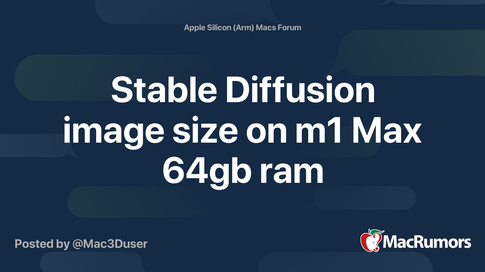 Stable Diffusion image size on m1 Max 64gb ram | MacRumors Forums