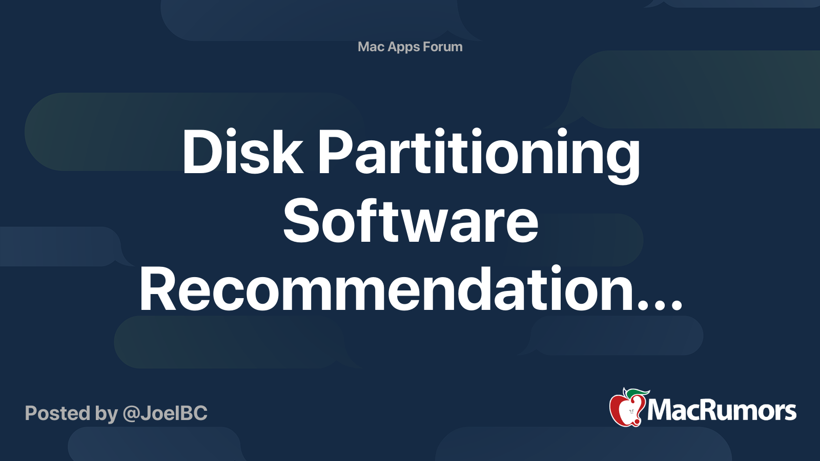 Disk Partitioning Software Recommendation... | MacRumors Forums