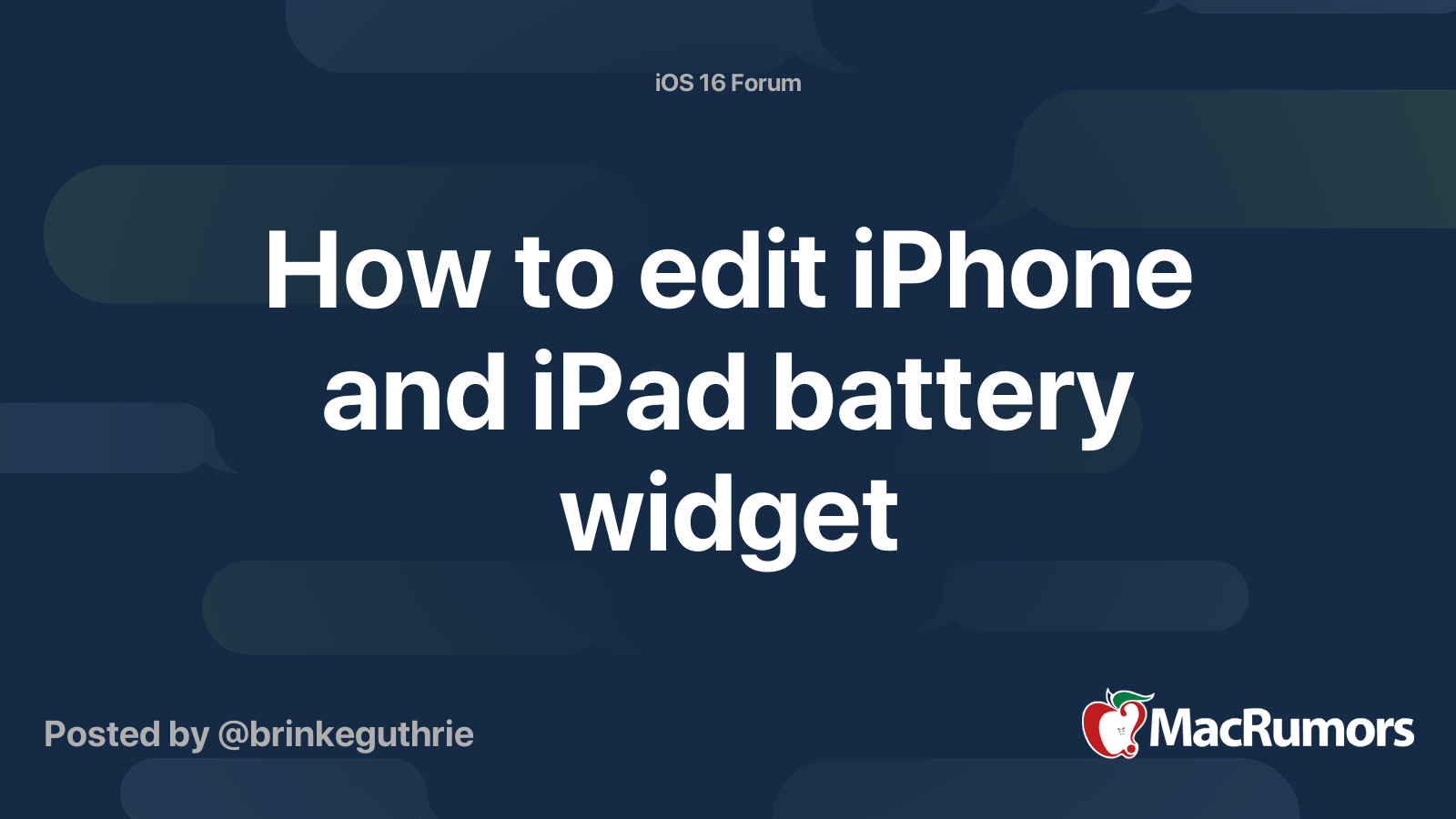 How to edit iPhone and iPad battery widget | MacRumors Forums