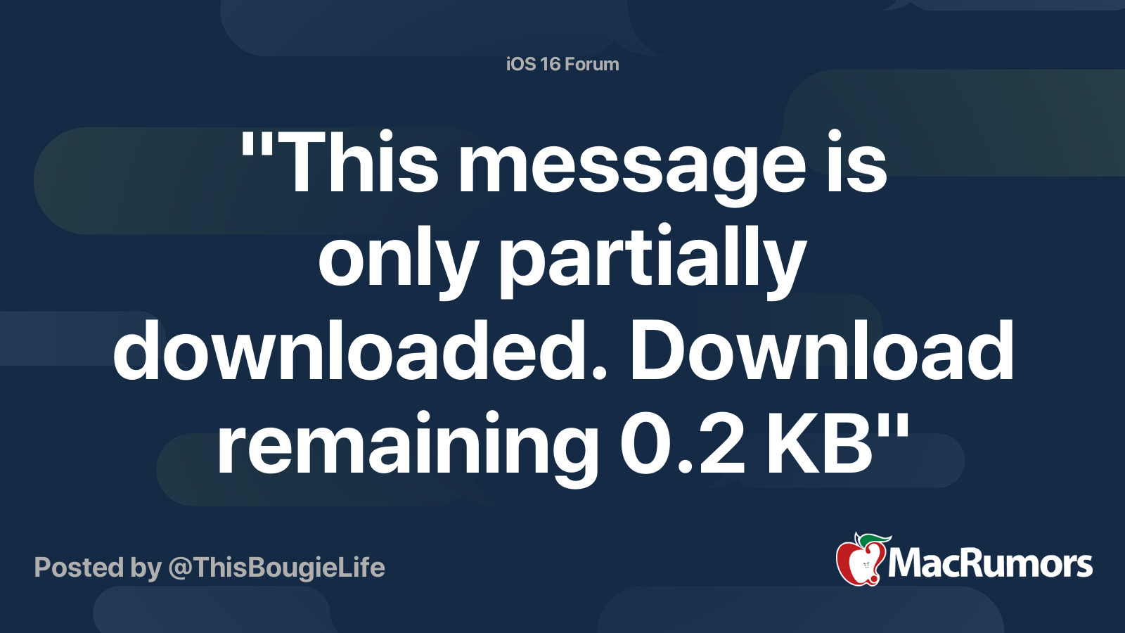 "This message is only partially downloaded. Download remaining 0.2 KB" | MacRumors Forums
