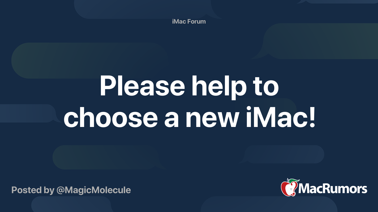 Please help to choose a new iMac! | MacRumors Forums