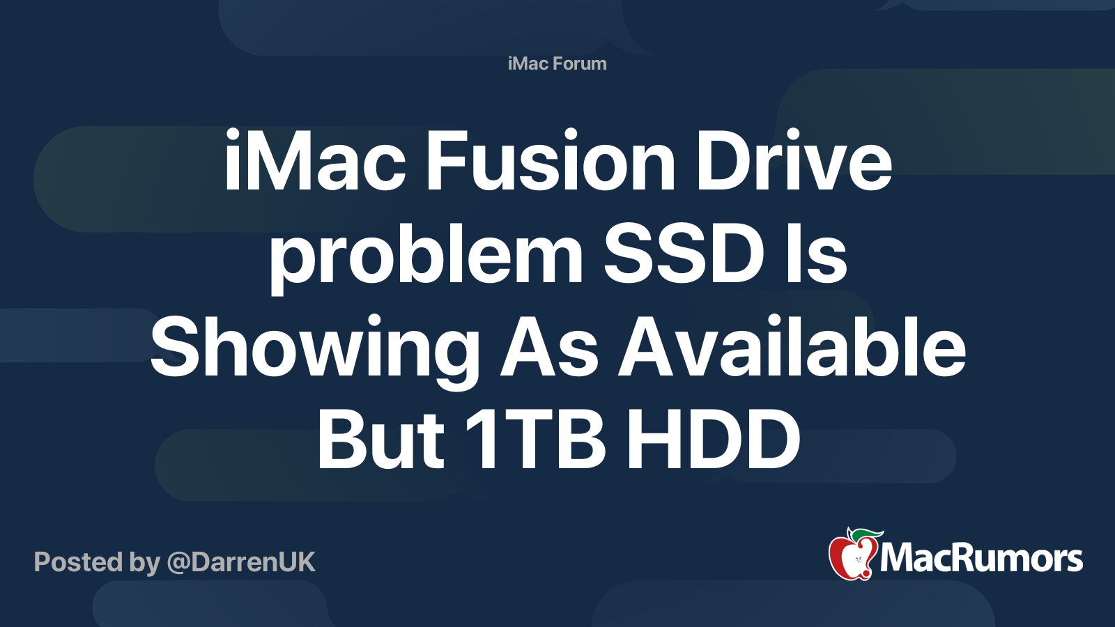 iMac Fusion Drive problem SSD Is Showing As Available But 1TB HDD Missing?? | MacRumors Forums