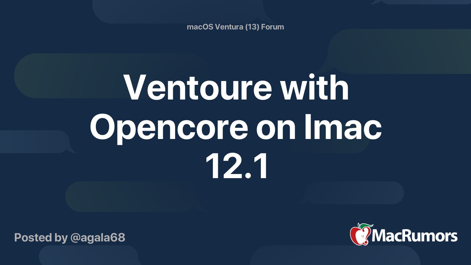 Ventoure with Opencore on Imac 12.1 | MacRumors Forums