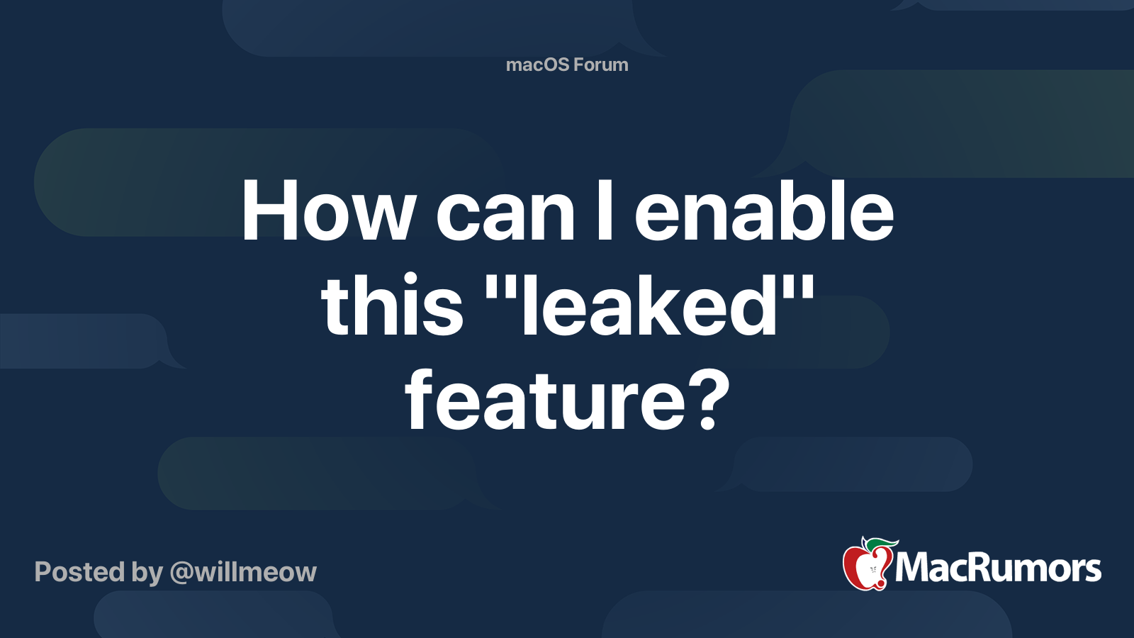 How can I enable this "leaked" feature? | MacRumors Forums