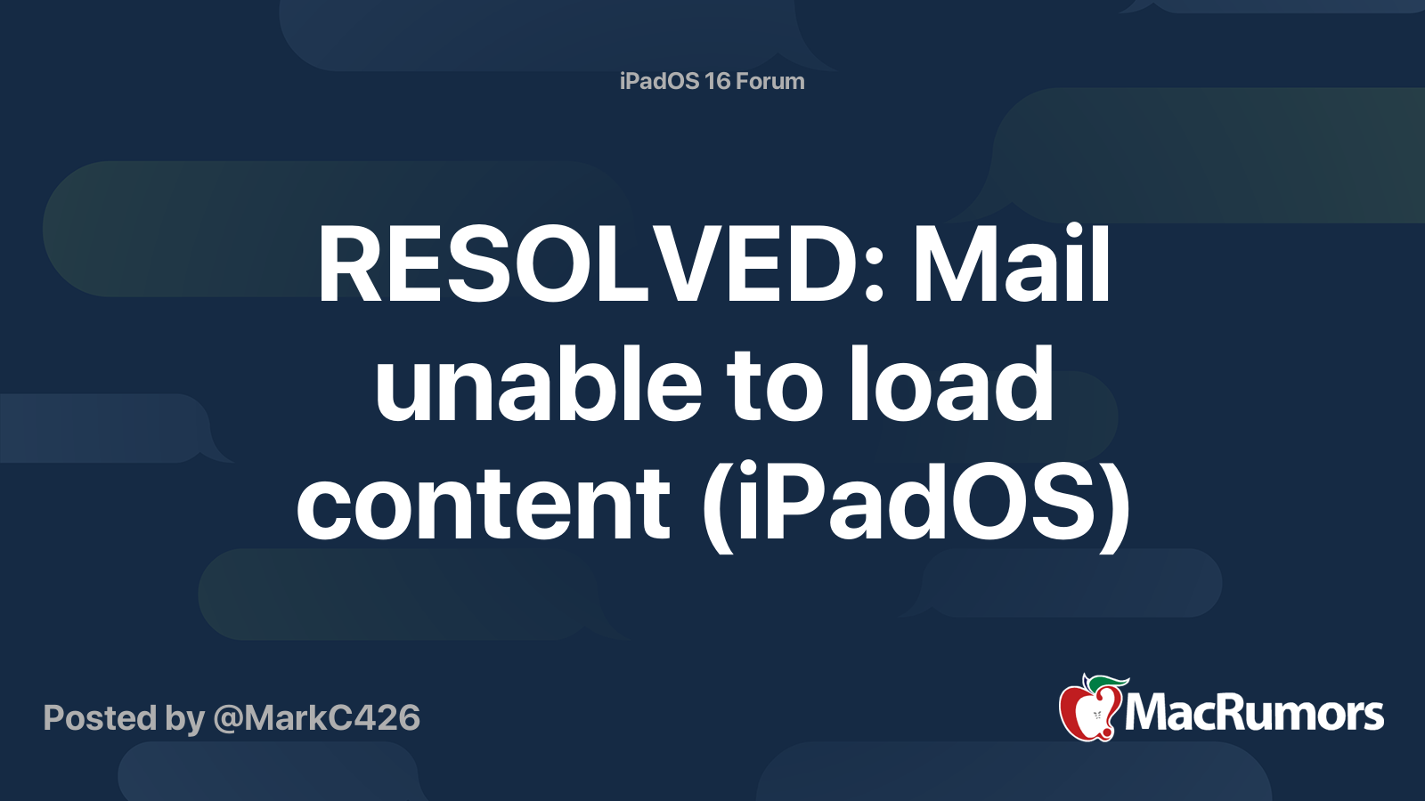 RESOLVED: Mail unable to load content (iPadOS) | MacRumors Forums