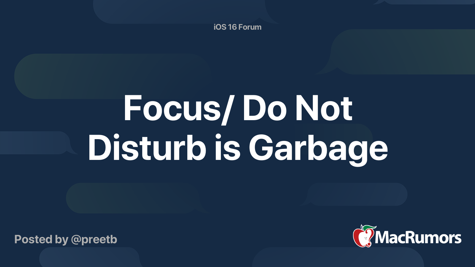Focus/ Do Not Disturb is Garbage | MacRumors Forums