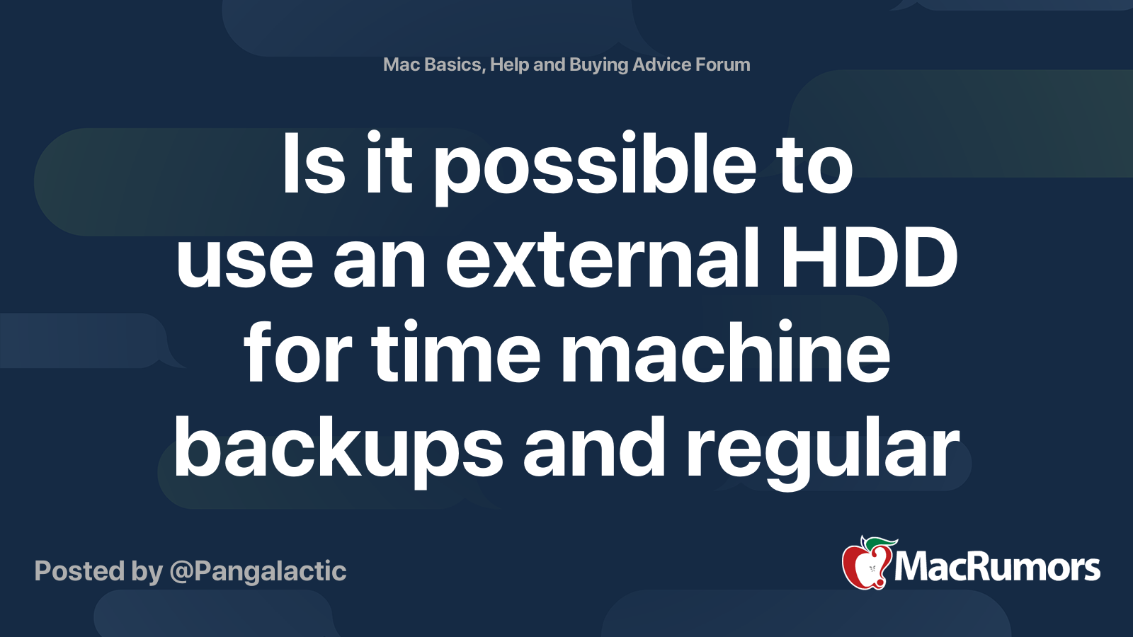 Is it possible to use an external HDD for time machine backups and regular files at the same ...
