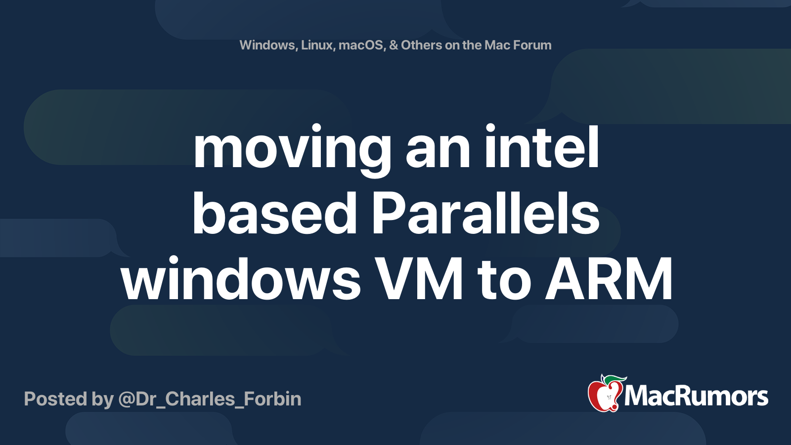 moving an intel based Parallels windows VM to ARM | MacRumors Forums