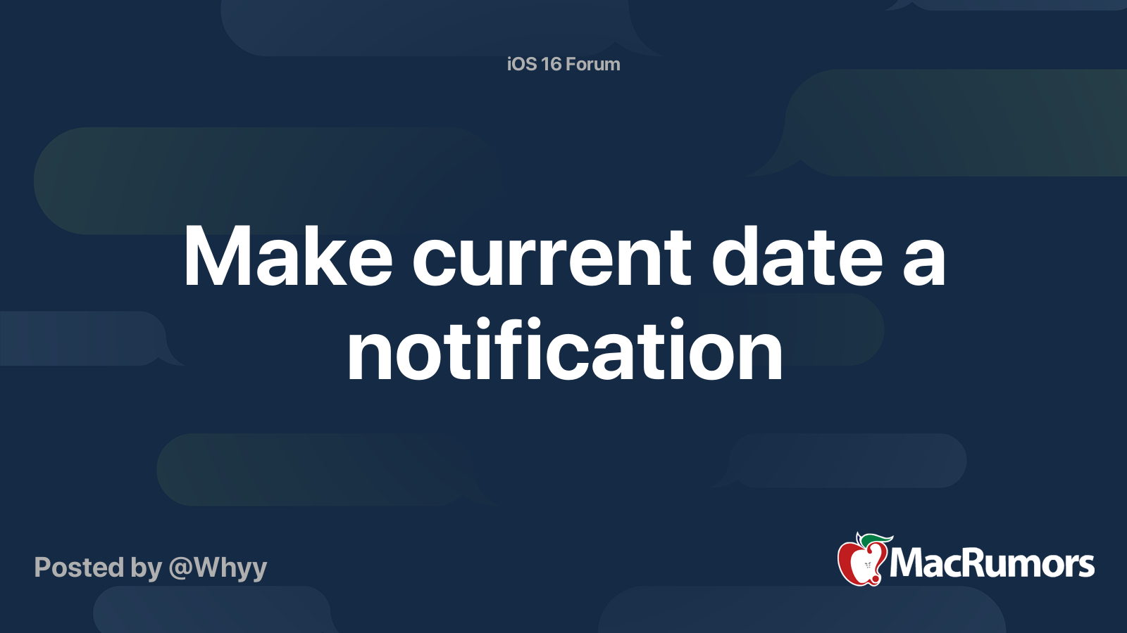 Make current date a notification | MacRumors Forums