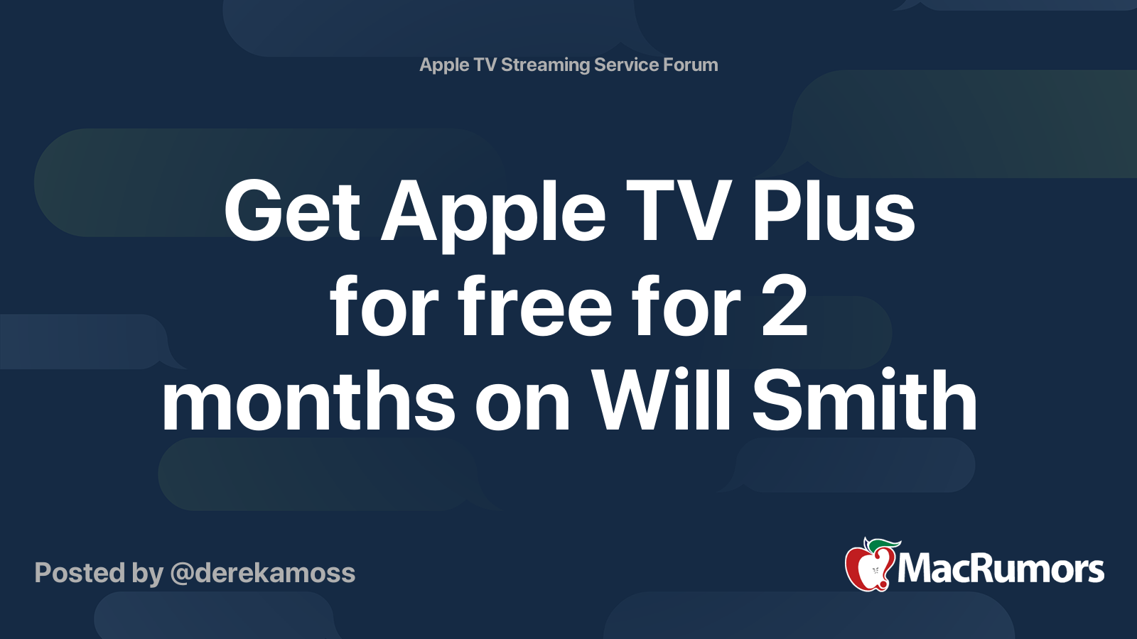 Get Apple TV Plus for free for 2 months on Will Smith | MacRumors Forums