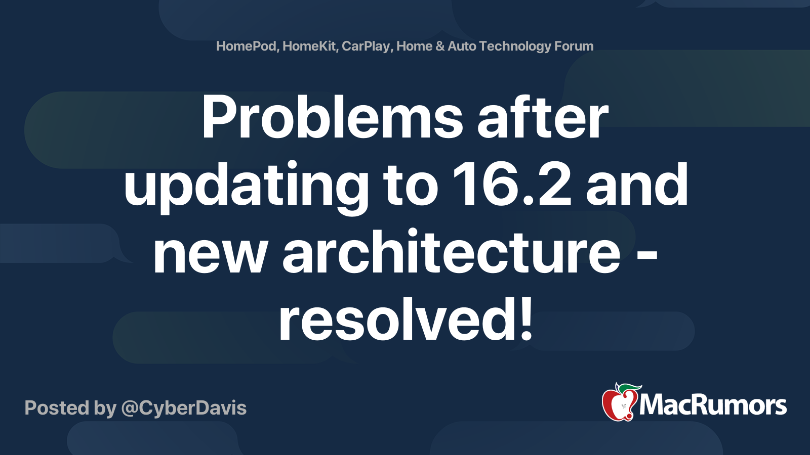 Problems after updating to 16.2 and new architecture - resolved! | MacRumors Forums
