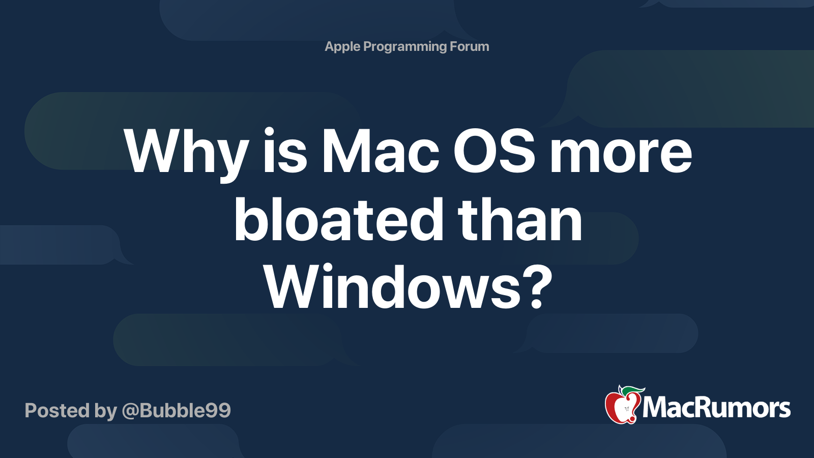 Why is Mac OS more bloated than Windows? | MacRumors Forums