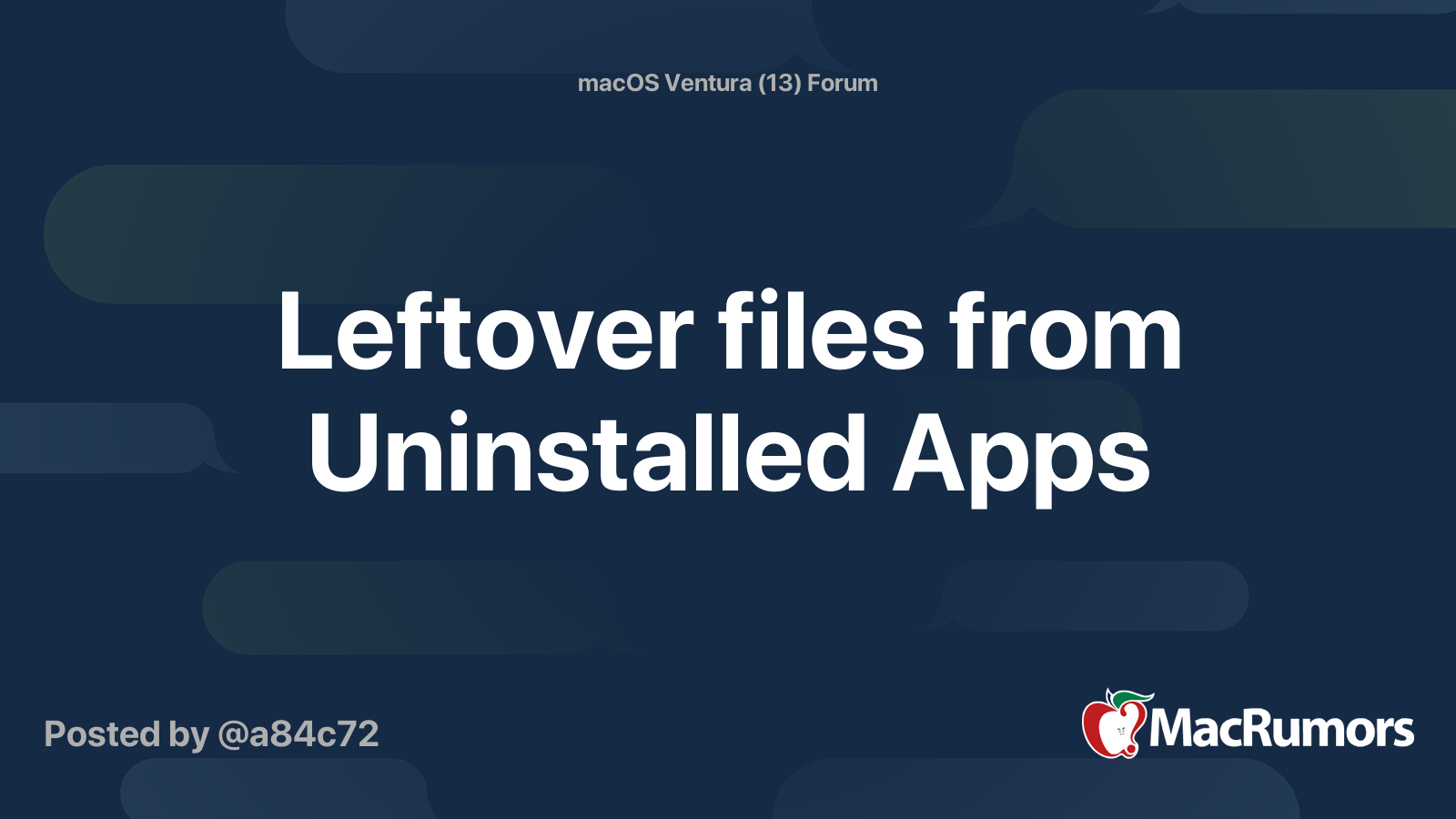 Leftover files from Uninstalled Apps | MacRumors Forums
