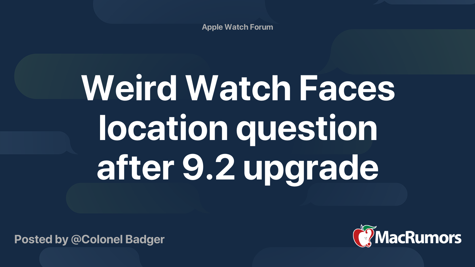 Weird Watch Faces location question after 9.2 upgrade | MacRumors Forums