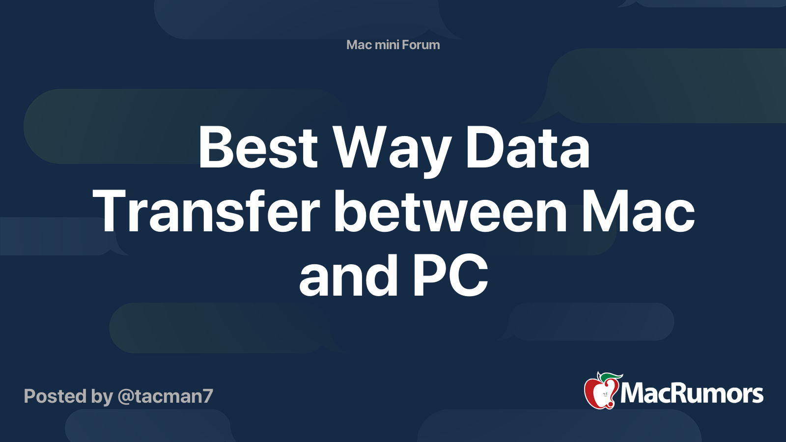 Best Way Data Transfer between Mac and PC | MacRumors Forums